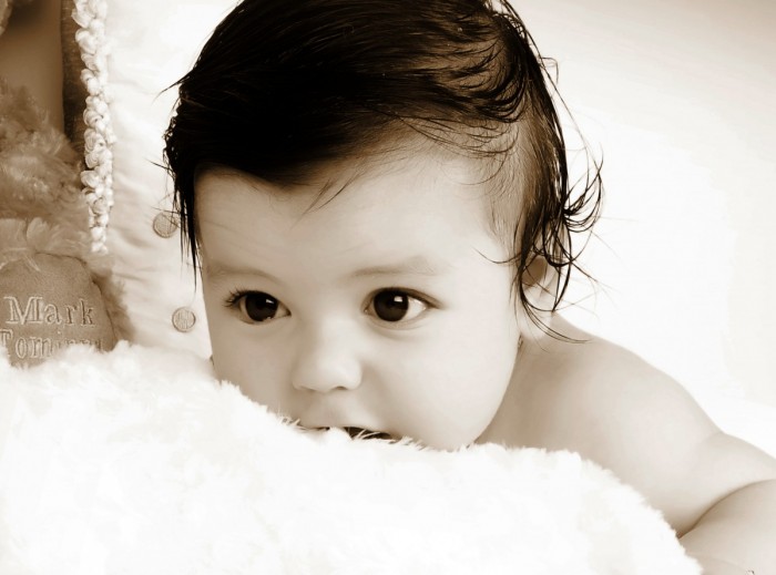 Glamour shots of baby in sepia - Glamour Shots